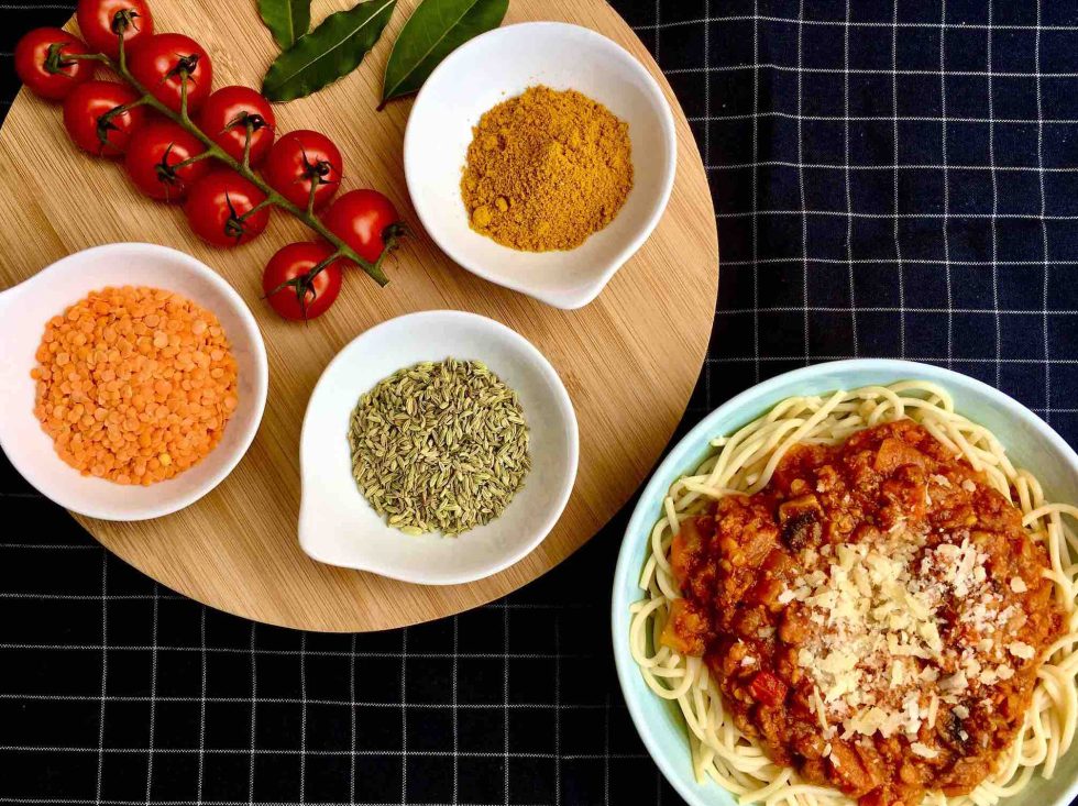 Sauce à Spaghetti à La Viande Et Aux Lentilles Ou Pvt Pleine De